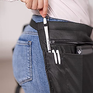 iServ 5 Pockets Black Waist Apron (22x13 inches). Clip-on Server Apron with Zipper pocket. Restaurant Half Aprons Waitress, Waiter, Server, Bartender, Barista, Money Apron, Check Holder, Organizer