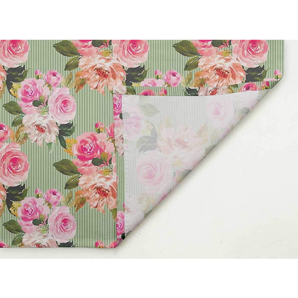 S4Sassy Green Stripe & Ranunculus Floral Holiday Parties Cloth Table Linen Re-Usable Dinner Napkins Set 18 x 18(Pack of 6)