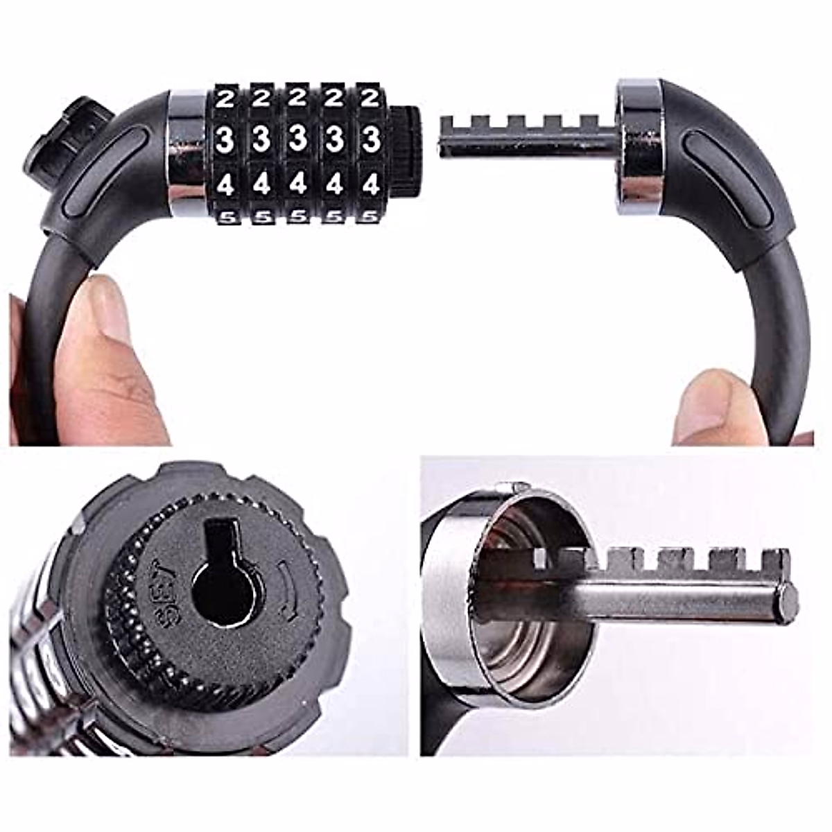 Bicycle Lock, Anti-Theft Mountain Bike Combination Lock, Portable Bicycle Riding Accessories for Bicycles, Motorcycles, Gates(Size:1.8m)