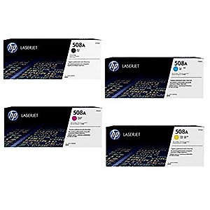 HP 508A Color Laserjet M553/ M577 Original Toner Cartridges, Black, Cyan, Magenta & Yellow