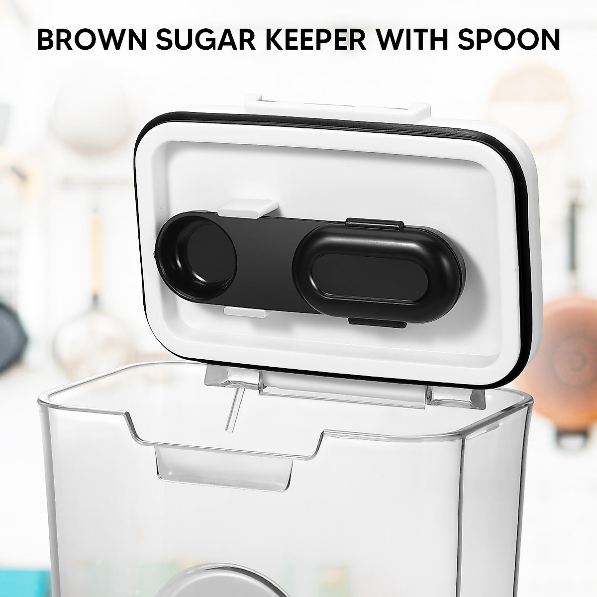 MOJIEZUO 6 Pack Brown Sugar Keeper Bear Design Brown Sugar Saver Softener Disc, Airtight Storage Container with Lid Food Storage Containers, Slip-to-Scoop for Sugar Dusting, Reusable and Food Safe