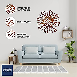 Riverside Designs Wacky Sun Metal Wall Art Outdoor Decor - 12 Inches Rust Proof Wall Sculpture - Ideal for Garden, Home, Farmhouse, Patio and Bedroom - Made in USA (12", Copper)