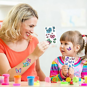 Leesgel 24 Sheets Butterfly Glitter Temporary Tattoos for Party, Butterfly Birthday Decorations Supplies for Girls, Kids Fake Tattoos Birthday Surprise Butterfly Party Decorations Favors