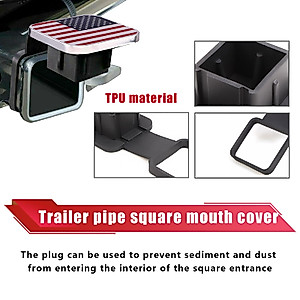 jeseny Pack-1 Car Hitch Cover, American Flag Car Plug Cover, TPU Trailer Tube Cover Cap, 2 Inches Square Receiving Pipe Cover, Auto Modification Kit, Universal for Most Vehicles (Red)