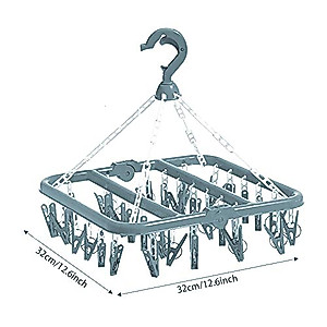 Groupcow Clip and Drip Hanger Clothes Hanger Drying Rack 32 Clips (Light Blue)