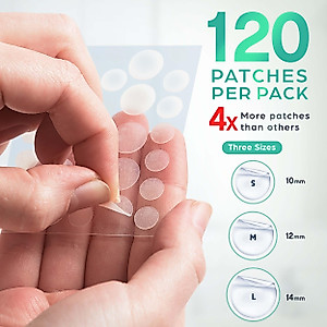 Pimple Patch Acne Treatment (Tea Tree Oil) - 120 Count, Acne-Healing Hydrocolloid Bandages (3 Sizes), Discreet Acne Dots Hydrocolloid Acne Patch, Pimple Patches, Acne Patches for Face & Body Acne