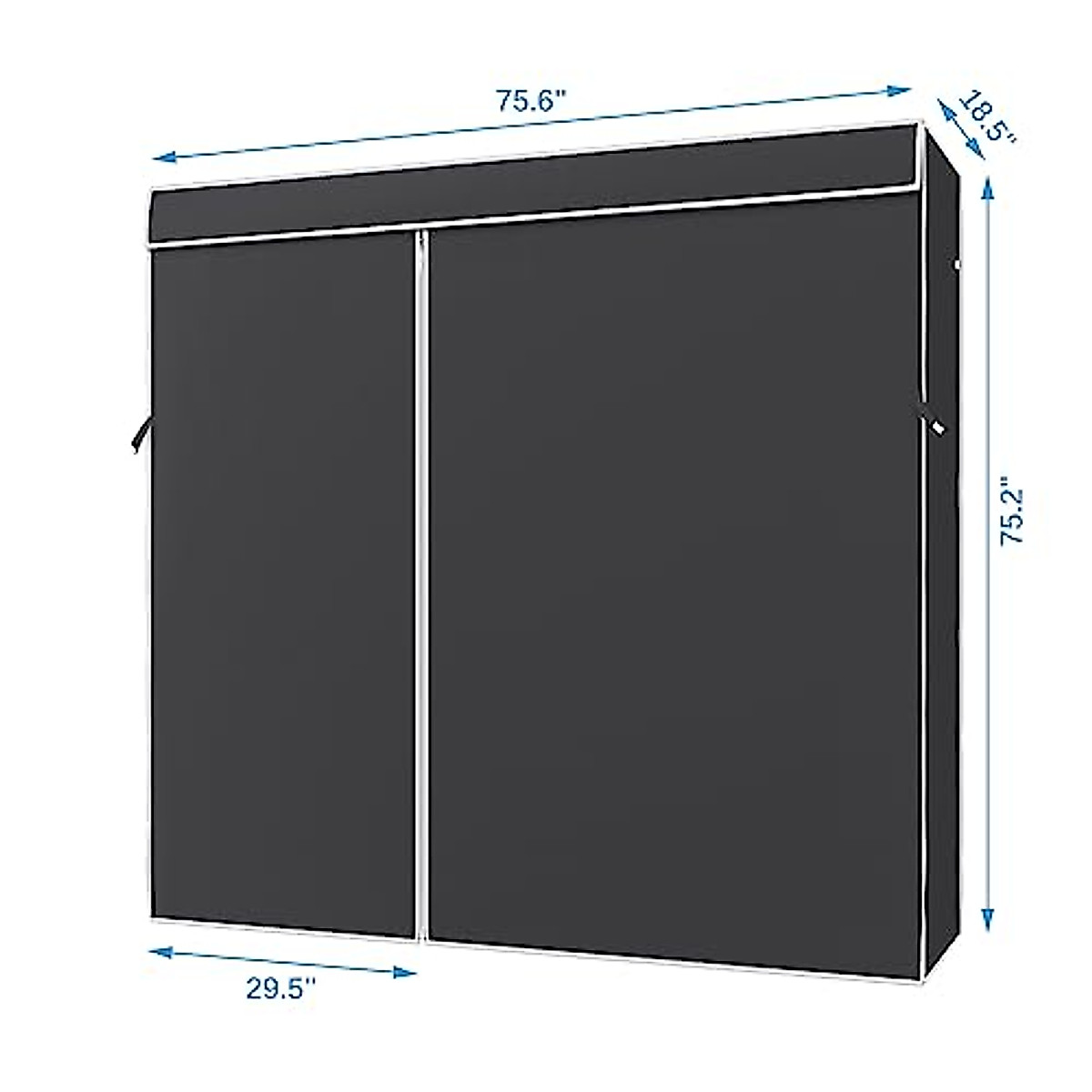 VIPEK Garment Rack Cover for V6, Large Size Dustproof Clothes Cover Oxford Fabric Clothing Rack Covers with Zipper, 75.6" L X 18.5" W X 75.2" H, Black