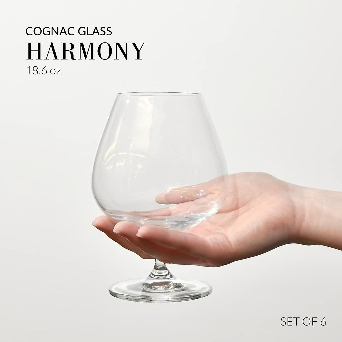 Krosno Brandy Cognac Snifter Glasses | Set of 6 | 18.6 oz | Harmony Collection | Perfect for Home Restaurants and Parties | Dishwasher Safe | Gift Idea | Made in Europe