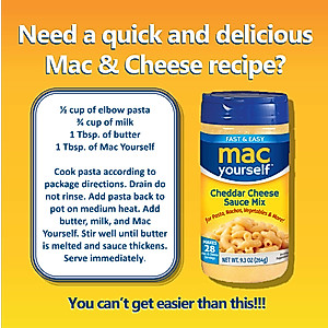 Mac Yourself | Delicious Cheddar Cheese Sauce Mix | Perfect Cheese Powder for Macaroni, Nachos, Veggies and More | 9.3 oz
