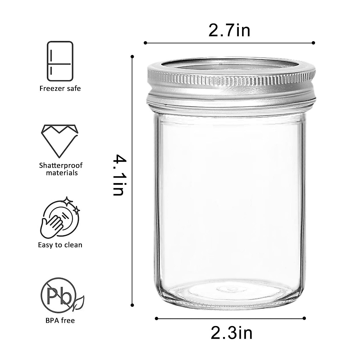VERONES Mason Jars 8 OZ, 8 OZ Canning Jars Jelly Jars With Regular Lids, Ideal for Jam, Honey, Wedding Favors, Shower Favors