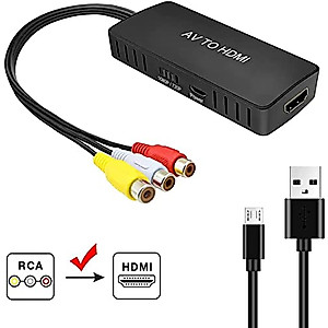 SWR RCA to HDMI Converter, Composite to HDMI Adapter Support 1080P PAL/NTSC Compatible with STB, VHS, VCR,Xbox, PS one, PS2, PS3,Blue-Ray DVD Players