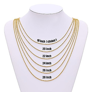 Fiusem Gold Chain Necklace for Men, 2.5mm Mens Chain Necklace, 18K Gold Plated Stainless Steel Rope Chain for Men and Women, Mens Necklace 20 Inch