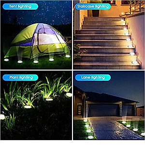 SIATOM Solar Ground Light 8 Pack-8 LED Solar Garden Lights Inground Outdoor Landscape Lighting IP65 Waterproof for Pathway Walkway Lawn Warm White Light