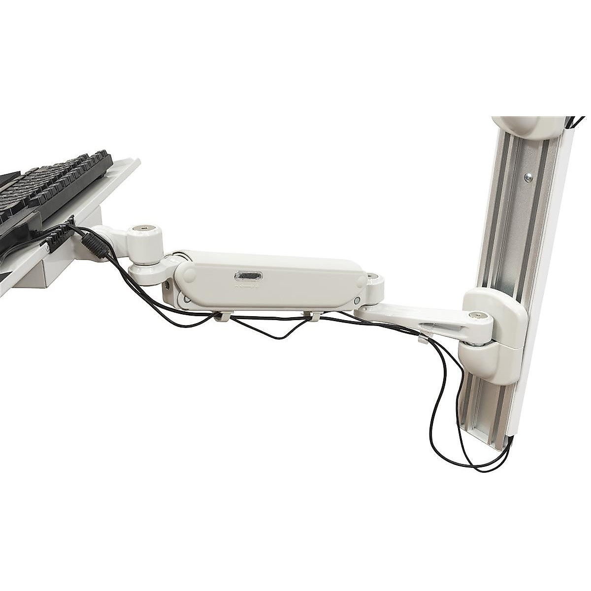 Displays2go Wall Mounted Computer Station, Monitor Mount, CPU Holder, Adjustable Arms (DWSSW01WT)