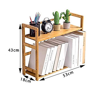 GELTDN Bookshelf Simple Desk Mini Creative Telescopic Shelf Double-Layer Storage Design, Free Up Desktop Space and Store Items Easily ( Size : 53CM )