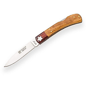 Joker Brand Bretón NO152 Pocket Knife. Knife with a 3.15-inch Mova 1.4116 steel blade. 4.13-inch wooden handle. Redwood bolster