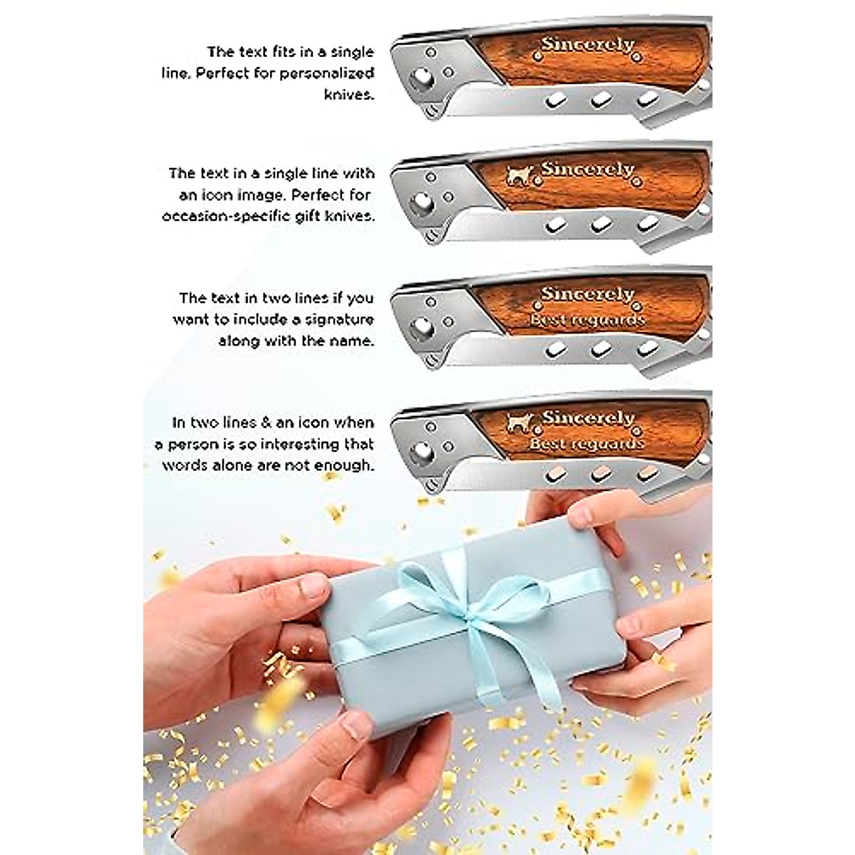 Personalized Gift for Men - Customized Pocket Knife - Custom Engraved Knives - Engraved Gifts for Dad Husband - Gift Idea for Birthday Christmas Valentine's Day Anniversary Stocking Stuffers 4172 PS