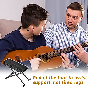 2 Pieces Guitar Foot Stool 6 Position Height Adjustable Guitar Foot Rest Adjustable Guitar Rest Step Footstool Black for Classical Guitar Player