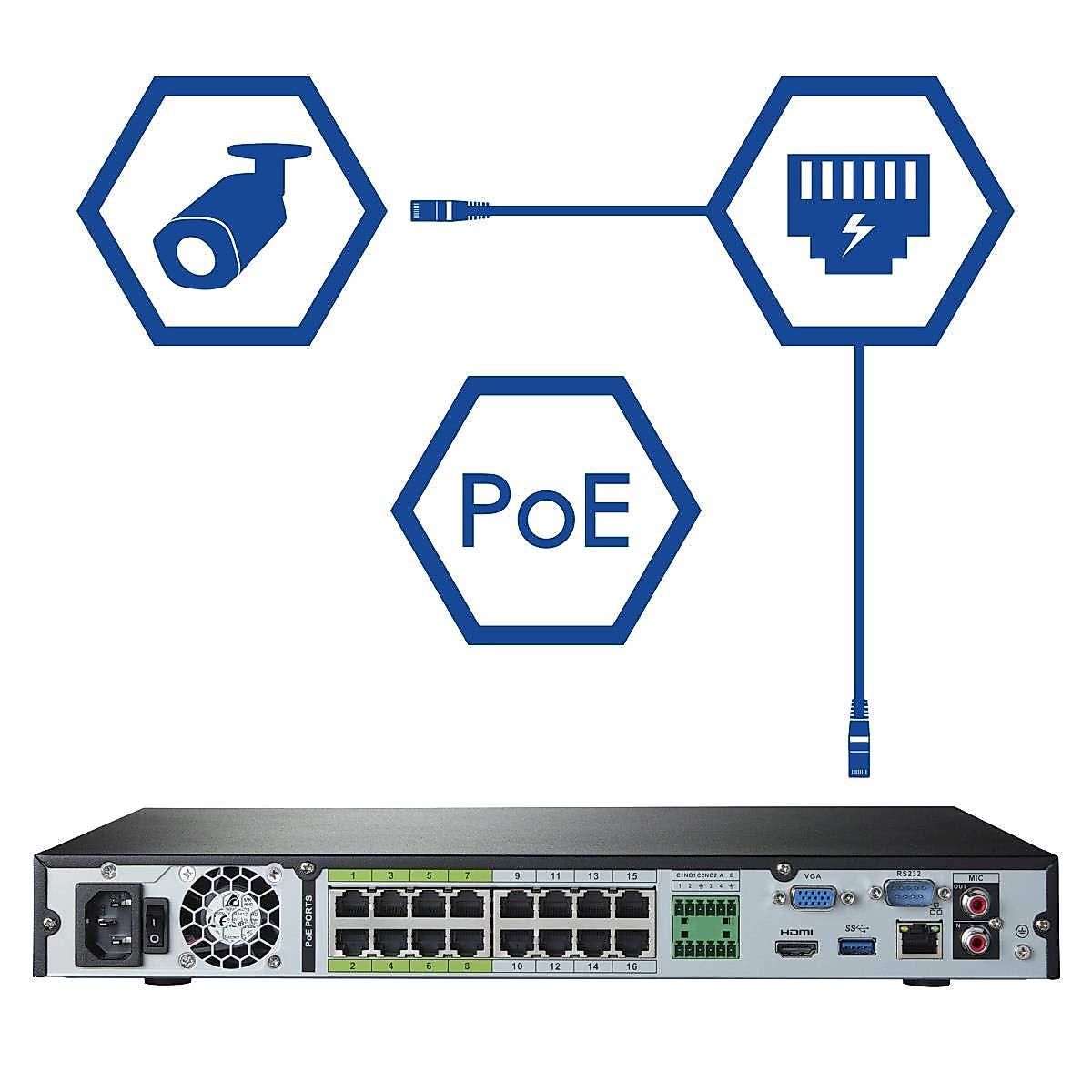 Lorex N882A38B 32 Channel, 16 PoE Port, 4K 2x4TB IP Ultra HD Pro Series Security System NVR with Lorex Cloud Connectivity, Audio, Multiple Recording Modes, Black (Recorder Only)