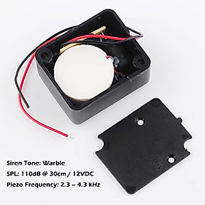 Wishiot 12V DC Black Mini Piezo Alarm Siren 110dB Insurance Safes Anti-Theft Alarm High-Decibel Buzzer for Car（Pack of 5）