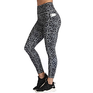Amazon Essentials Yoga High Waist Leggings for Women Workout Soft Athletic Tummy Control Pant with Pockets 1362-White Leopard Print-XXL