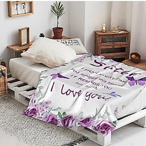Noxkioy Sister Gifts, Sister Gifts from Sister, Sister Birthday Gifts, Big Sister Gift, Birthday Gifts for Sister, Gifts for Sister Blanket 60"×50", Soul Sister Gifts for Girls