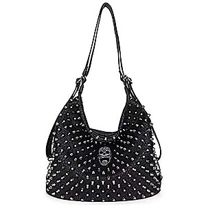 Downupdown Studded Handbags Women Skull Tote Bag Vegan Leather Punk Shoulder Bags Rivet Backpack Purse Bucket Bag Satchel Style Handbags