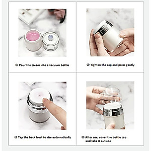 3 Pack Airless Pump Jars - Cream Jar Vacuum Bottle Dispenser, Empty Acrylic Makeup Cosmetic Jar Containers with Pump, Refillable Airless Travel Lotion Jar for Thick Moisturizer