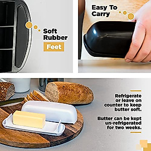 Butter Hub Butter Dish with Lid, Butter Keeper for Countertop, Easy Scoop, No Mess Lid, Dishwasher Safe (Clear)