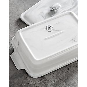 MALACASA Casserole Dish, Baking Dishes for Oven, 4.3qt Ceramic Lasagna Pan, Rectangular Baking Pan, Bakeware Set with Handles for Serving Cooking Banquet Family, 15.9x10x2.9 inches, Series BAKE-GREY