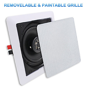 Herdio 5.25 Inch Passive Ceiling Speakers Pair, 160W 2-Way in Wall Speaker, Square Flush Mount Speakers for Home Theater, Living Room, Office