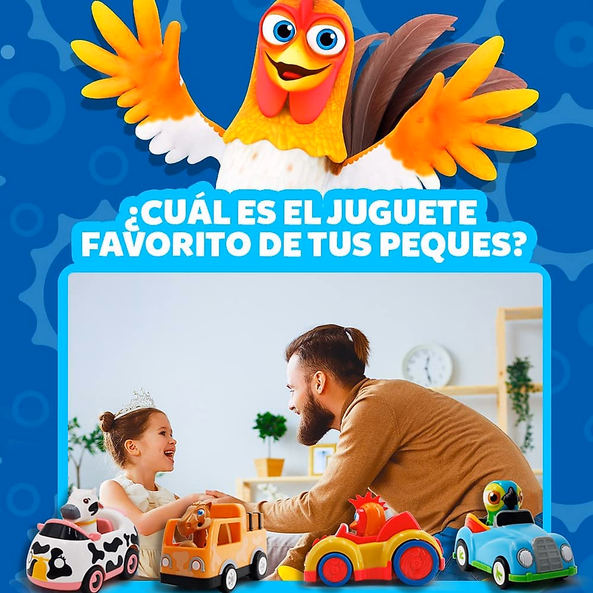 TOYMAKER La Granja De Zenon Kids Car Bartolito Chicken Toys Push and Go Cars Toys Lorito Pepe Bird Toys Friction Powered Inertia Cars for Toddlers 1-3 Birthday for Girls Boys