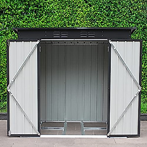 6' x 4' Storage Shed, Black Outdoor Storage Metal Shed with Floor Frame＆Lockable Doors,Waterproof Tool Storage Shed for Yard Patio Lawn,Perfect to Store Pool Furniture,Bike,Garbage Can,No Floor