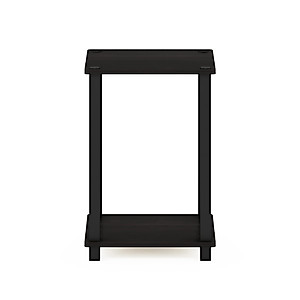 Furinno Simplistic 1-Tier End Side Night Stand/Bedside Table with Plastic Poles, Espresso/Black