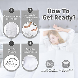 Glaciman Gusseted Bed Pillows King Size Set of 2, Hotel Quality Pillows 2 Pack for Side and Back Sleepers, Breathable Cover and Soft Down Alternative Filling, Grey Piping, 20X36 inches