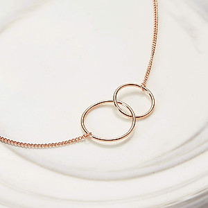 Dear Ava Infinity Interlocking Double Circle Connecting Necklace For Women - Modern Jewelry Pendant Love Gifting Idea for Her with Heartfelt Card - Gift for Motherhood Rose Gold