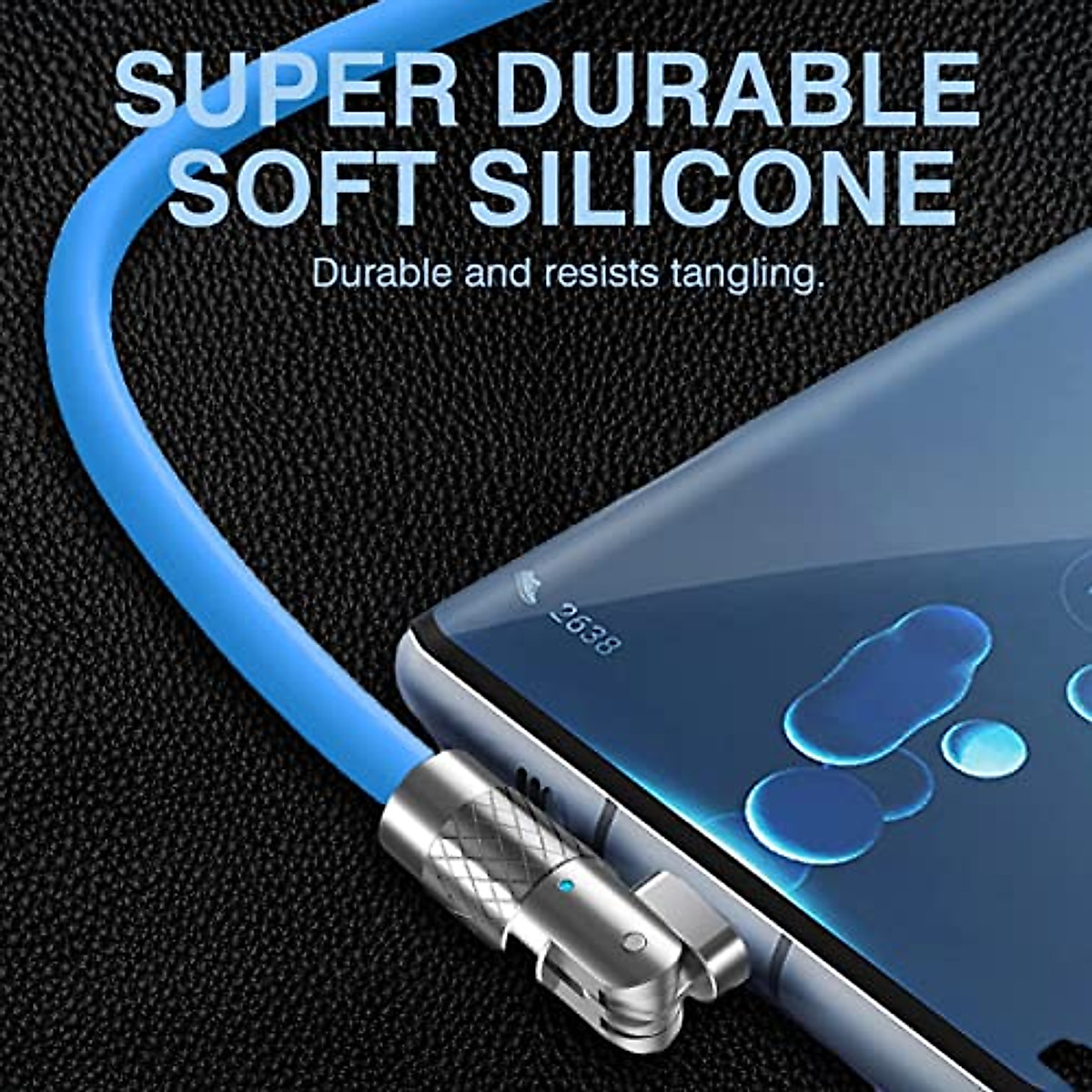 Recyphi Chubby Gamer 180° Rotating Fast Charge Cable USB to C Cord LED Flexible Rotary Connector Durable Thick Rubber Safety Charging, Laptop