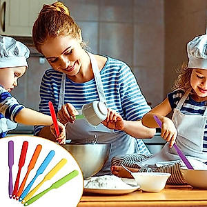 WLLHYF Color Silicone Spatula 6pcs 9.8in Extra Large Long Handle Non Stick Baking Icing Scraper Pastel Spreader Mixing Stir Sticks Cake Cream Pancake Fruit Resin Spread Scraper Set Mix 6 Colors