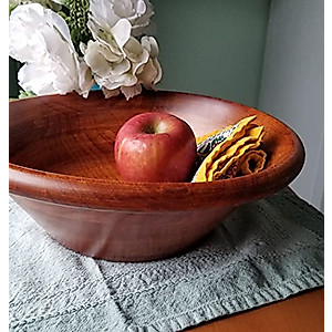 Lipper International Cherry Finished Round Rim Serving Bowls with Server Utensils, 7-Piece Set, Assorted Sizes