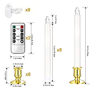 YAUNGEL Window Candles, 8 Pack LED Battery Operated Christmas Candles for Windows with Remote Timer Electric Candle Lights with Removable Candle Holders Suction Cups for Christmas Decorations…