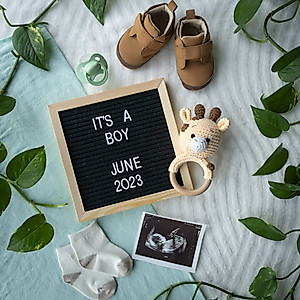 Hello Teddio Baby Rattle Teething Toy, Smooth Wooden Easy Grip Ring, Gender Neutral Baby Gifts