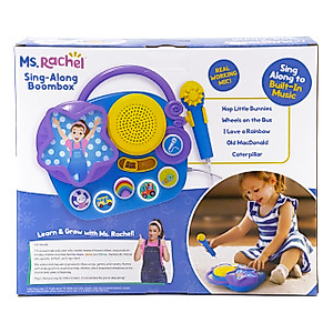 eKids Ms Rachel Karaoke Microphone with Boombox for Fans of Toddler Toys, Kids Karaoke Machine with Built in Music