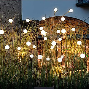2 Packs Solar Lights Outdoor Waterproof, 20LED Solar Firefly Lights Waterproof, Solar Garden Lights, Swaying When Wind Blows, Path Landscape Outdoor Decorative Lights(Warm)
