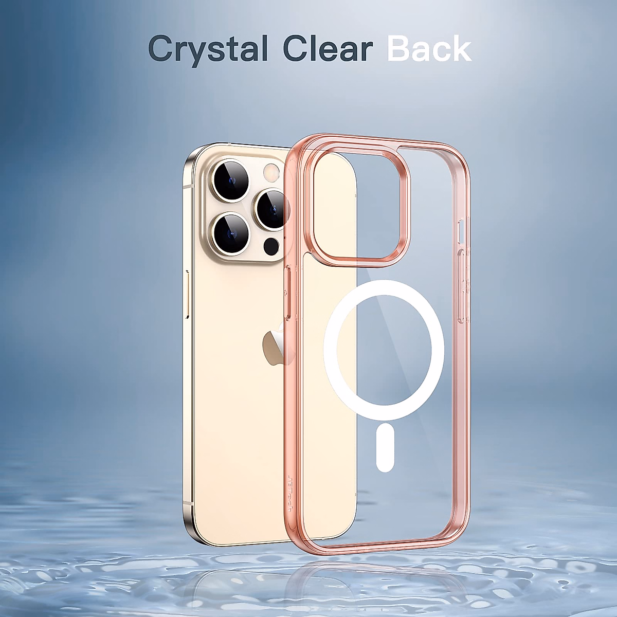 JETech Magnetic Case for iPhone 13 Pro Max 6.7-Inch Compatible with MagSafe Wireless Charging, Shockproof Phone Bumper Cover, Anti-Scratch Clear Back (Rose Gold)