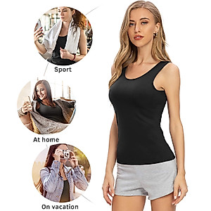 Rosyline 4 Piece Women Tank Tops Basic Sleeveless Undershirt Layering Tanks Black/Grey/Dark Blue/Wine Red S