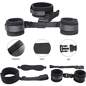 BDSM Neck to Wrist Restraints Bondage Set - Behind Back Handcuffs Collar with Blindfold Adjustable Bondage Set Bed SM Games Play Sex Toys for Couples