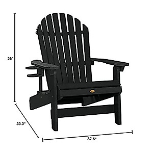 Highwood AD-KITKING1-BKE Hamilton King Size Folding & Reclining Adirondack Chair with Cup Holder, Black