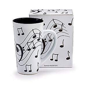 Burton & Burton Musical Note Jazz Ceramic Coffee/Tea Travel Mug Bass Clef, 16 oz