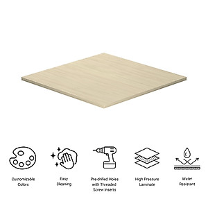 Progressive Desk Mini Ryzer Computer Square Tabletop 30"x30" - Sturdy Single Frame Adjustable Height Desk - Black Frame/Gray Oak Tabletop