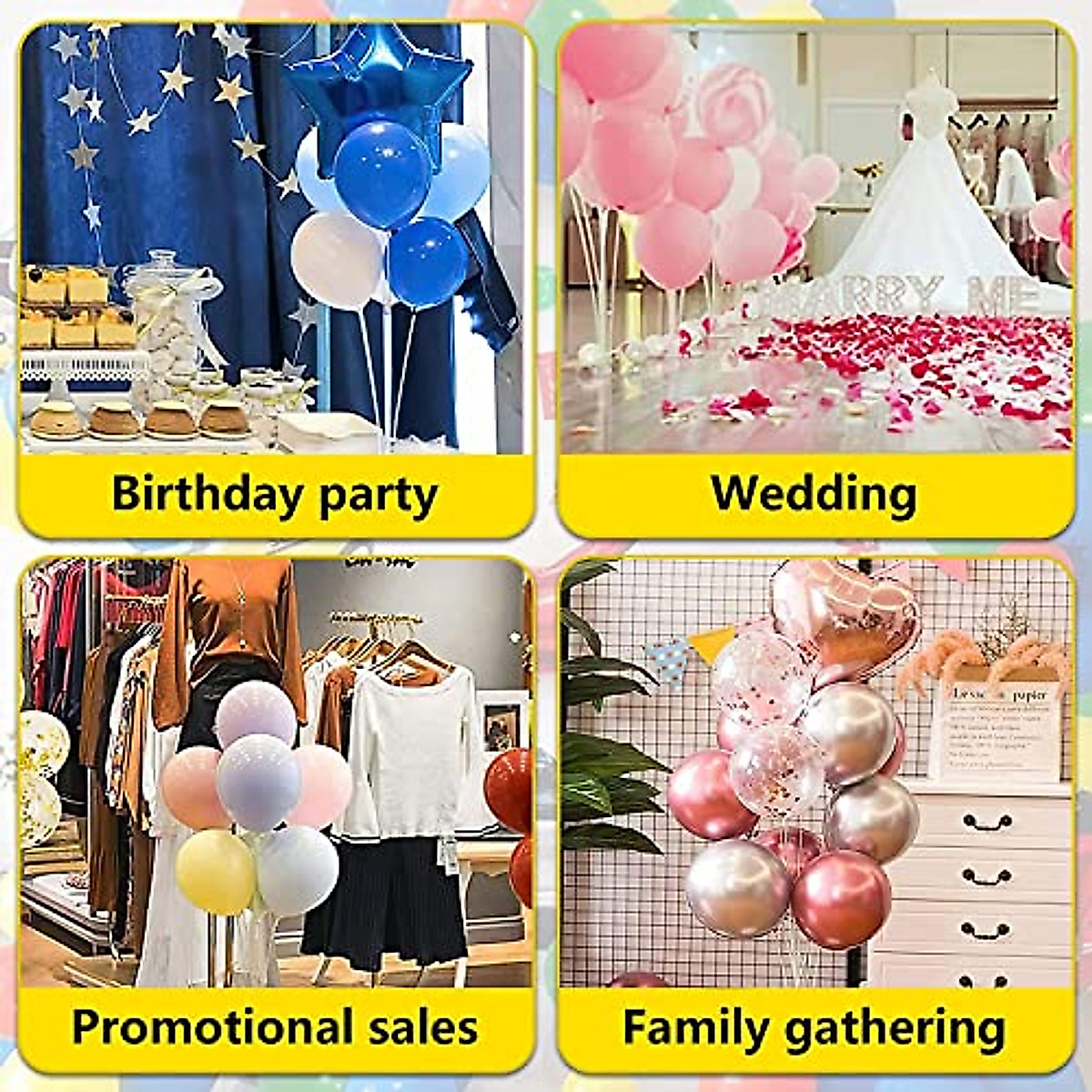 Balloon Stand, Balloon Stand Kit 28Inch Height, Table Balloon Stand 4 Set, for Wedding, Birthday, Baby Shower, Christmas, Parties Decoration (Not Include Balloons)